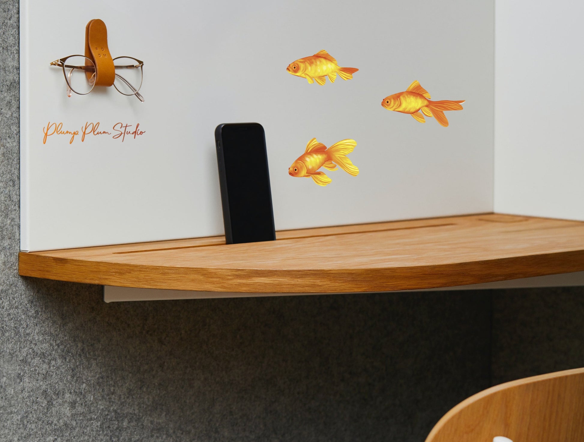 Set of 3 gold fish stickers, goldfish wall decals, vinyl car decals, l ...
