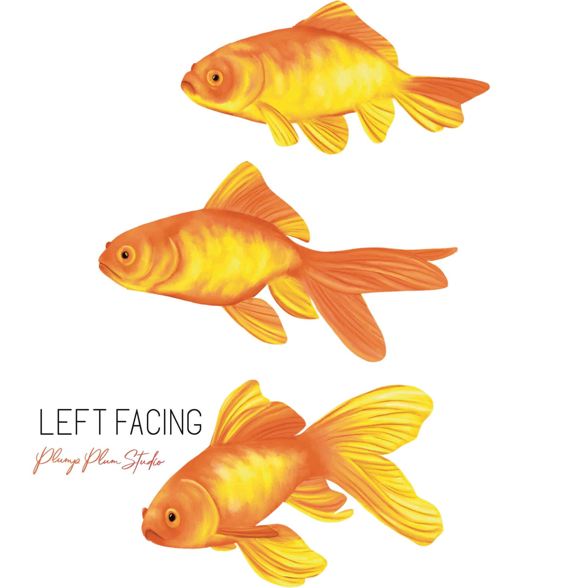 Set of 3 gold fish stickers, goldfish wall decals, vinyl car decals, l ...